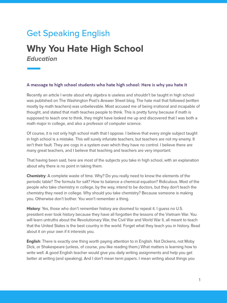 Why High School Subjects Fail Students | PDF | Mathematics | Physics