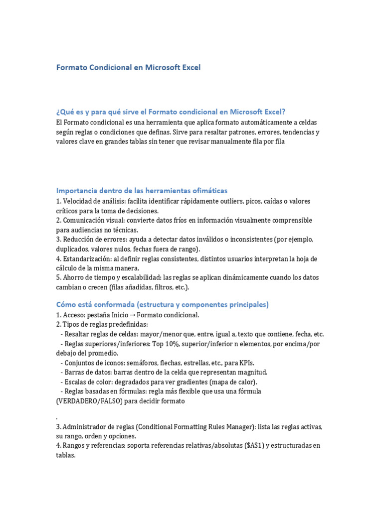 Formato Condicional en Microsoft Excel | PDF | Microsoft Excel | Informática