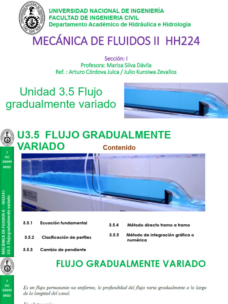U3.5 Flujo Gradualmente Variado | PDF | Integral | Flujo