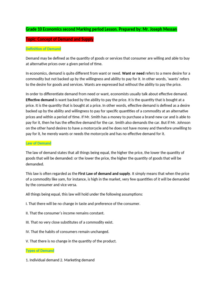 Understanding Demand and Supply Concepts | PDF | Demand | Supply ...