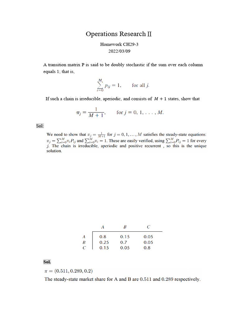 Ch29 3 Homework | PDF | Markov Chain | Mathematical Objects