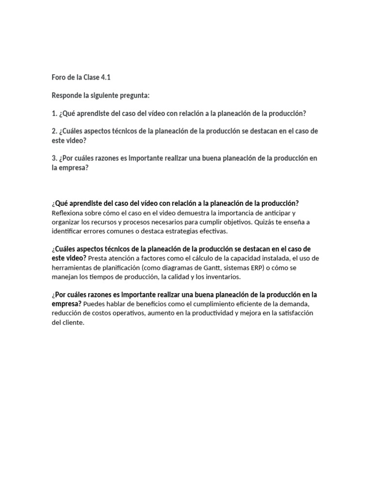 Foro de La Clase 4 | PDF