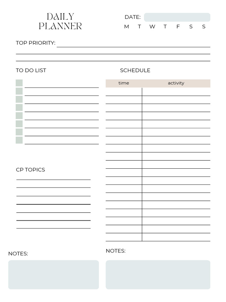 Daily Planner Template with To-Do List | PDF