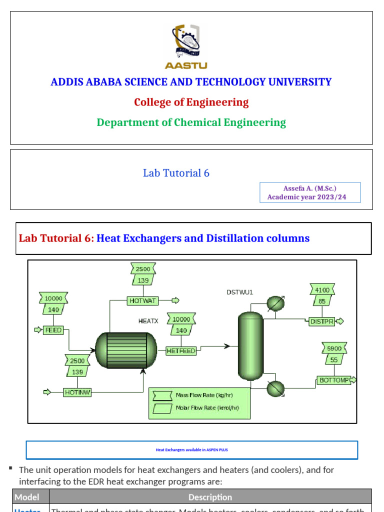 Lab Tutorial 6. Column and Heat Exchanger | PDF | Heat Exchanger | Heat