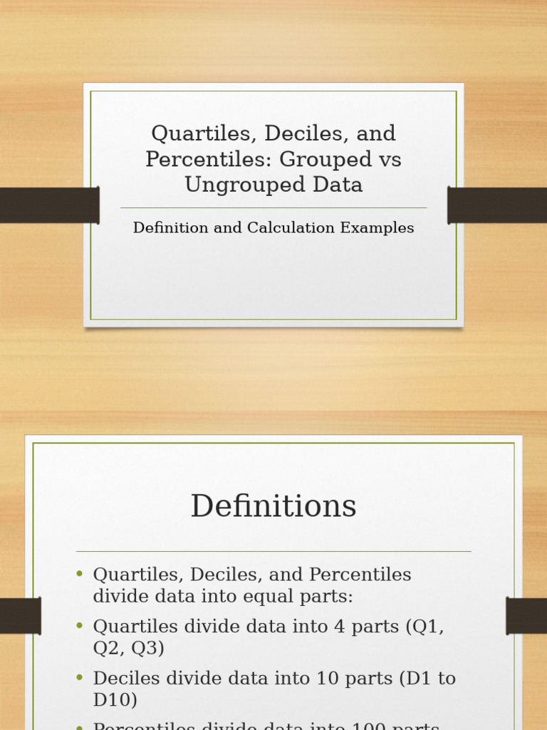 Quartiles Deciles Percentiles Presentation With Formulas | PDF
