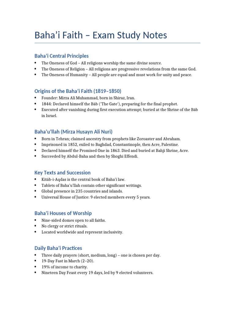 Bahai Study Notes | PDF | Afterlife | Abrahamic Religions