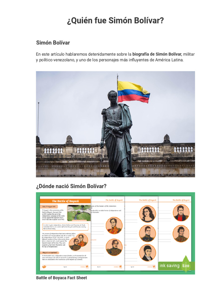Biografia de Simón Bolívar - Vida, Estudios, Logros | PDF | Colombia ...