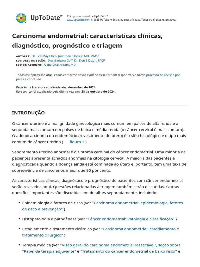 Carcinoma Endometrial_ Caracterกsticas Clกnicas, Diagnขstico, Prognขstico e Triagem - UpToDate ...