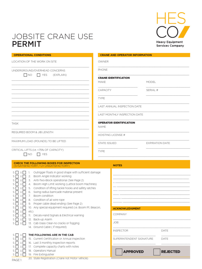 Job Site Crane Use Permit | PDF | Crane (Machine) | Construction Equipment