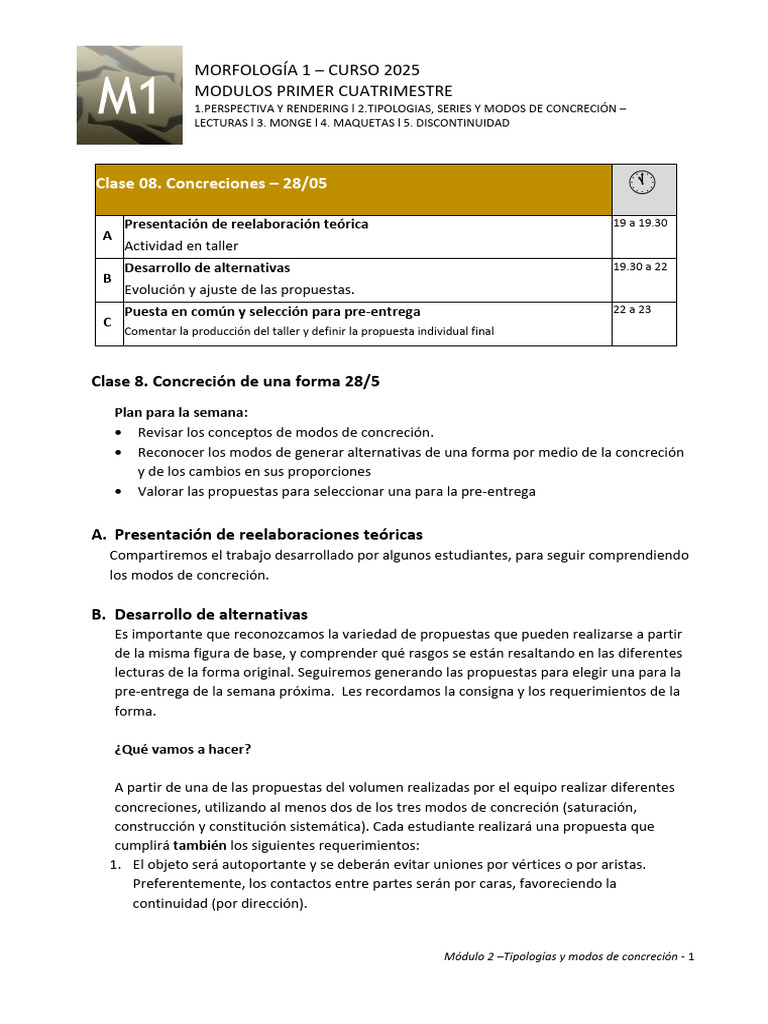 Concreciones en Morfología 1: Taller 2025 | PDF | Perspectiva (Gráfica)