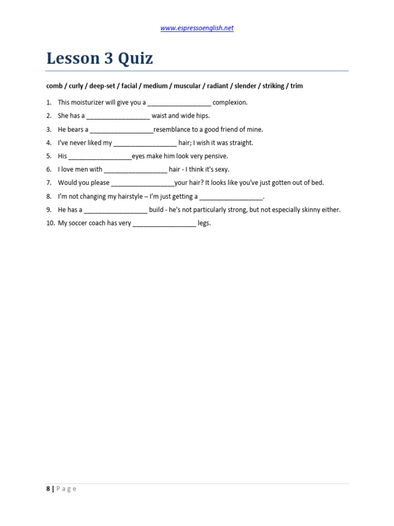 3 Appearance Exercises | PDF
