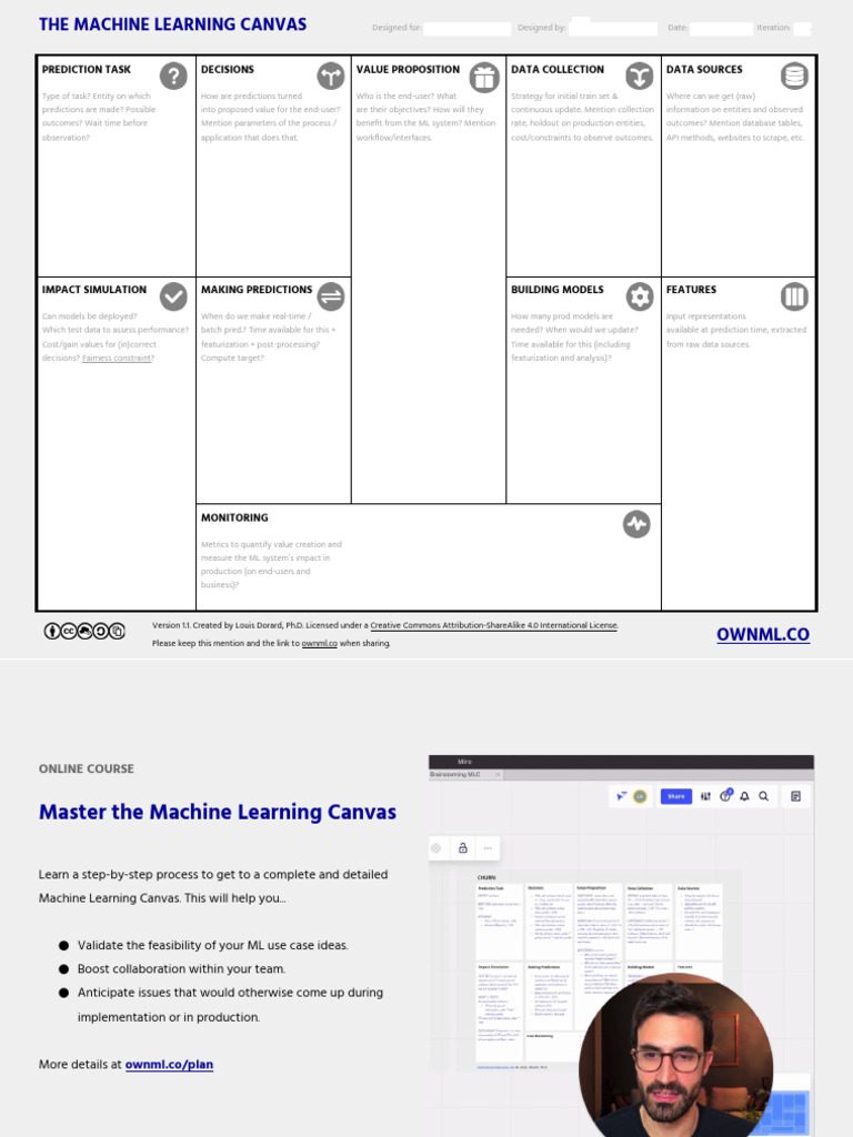 Machine Learning Canvas (v1.1) | PDF | Machine Learning | Prediction