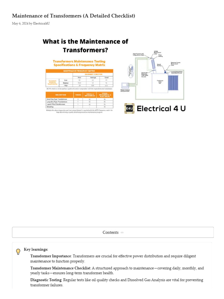 PXF - Maintenance of Transformers - Electrical4U | PDF | Transformer ...