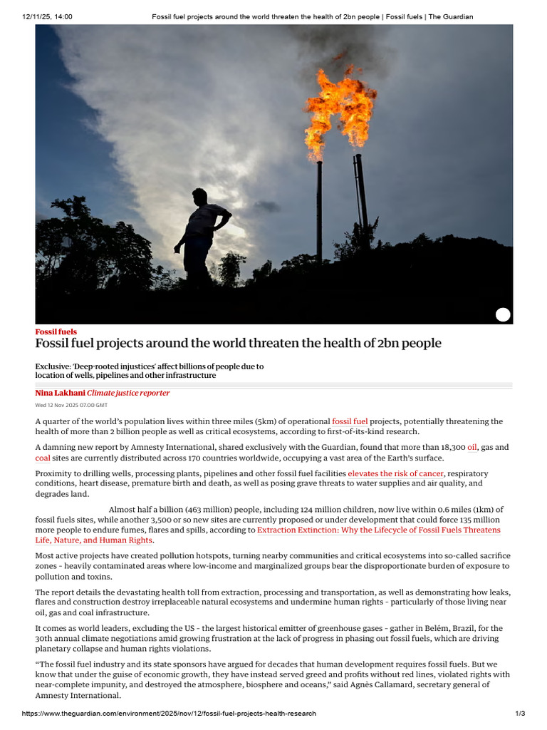 Fossil Fuel Projects Around The World Threaten The Health of 2bn People ...