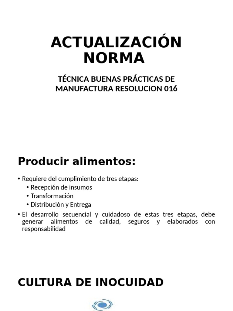 Actualización Norma BPM Resolucion 016 Fraccionado | PDF | Agua | Alimentos