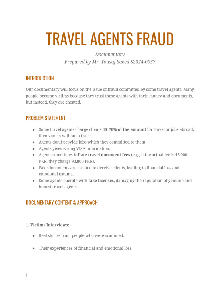 Travel Agents Fraud | PDF