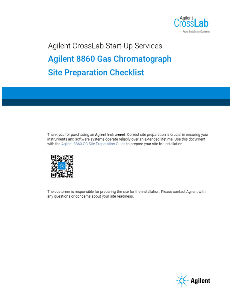 Agilent 8860 GC Site Prep Checklist | PDF