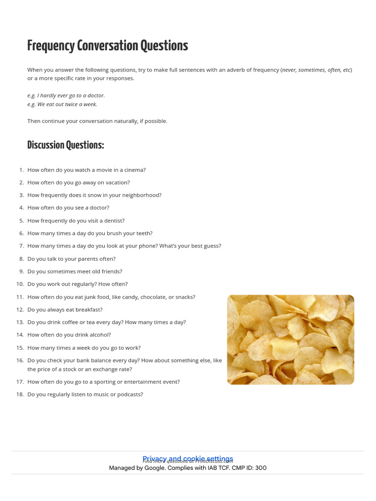 Frequency Conversation Questions Guide | PDF