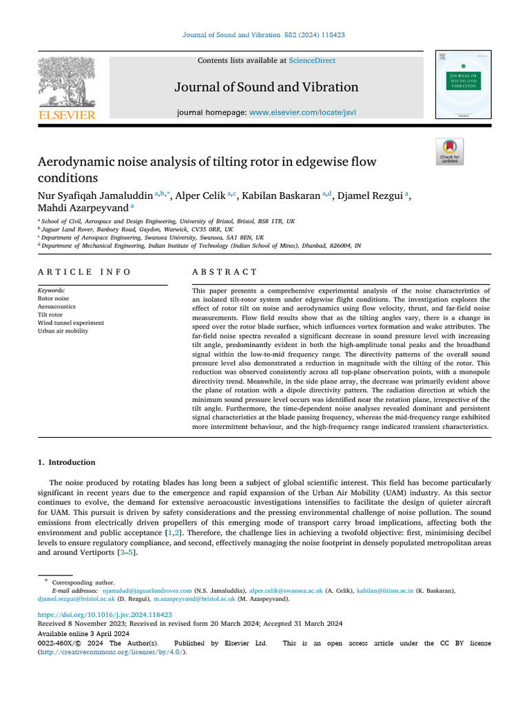 Aerodynamic noise analysis of tilting rotor in edgewise flow | PDF ...