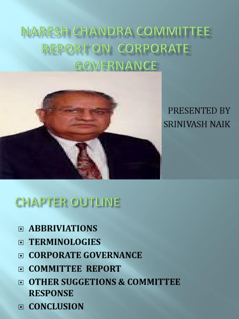 Naresh Chandra Committee on Governance | PDF | Corporate Governance ...