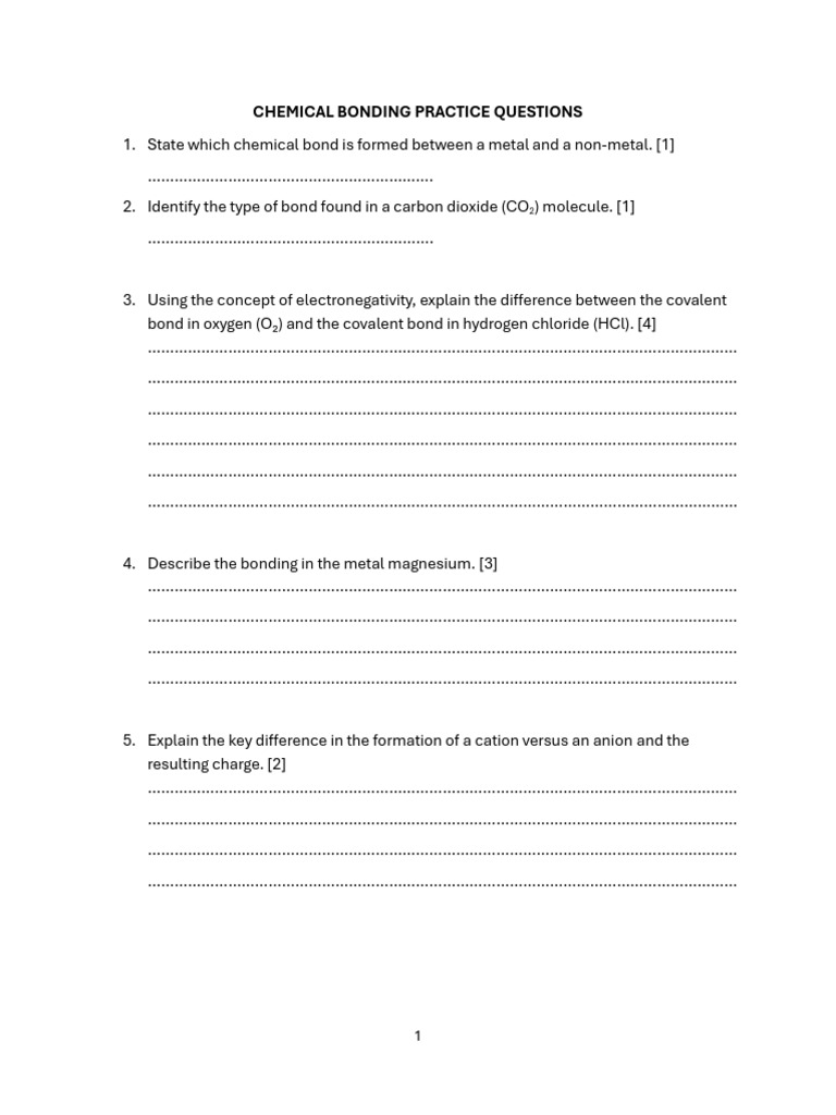 Chemical Bonding Practice Questions | PDF