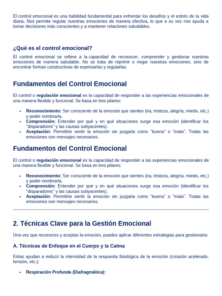 Control de Emociones | PDF | Las emociones | Autorregulación emocional