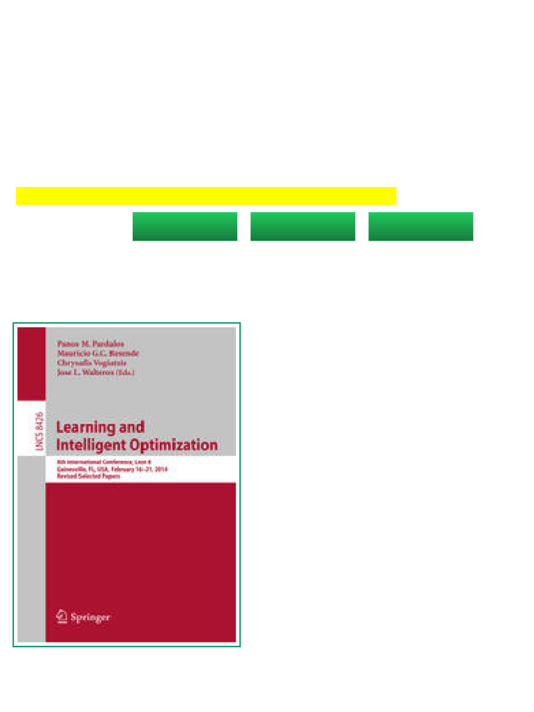 Learning and Intelligent Optimization 8th International Conference Lion ...