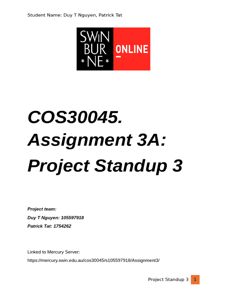 COS30045-Project Stand Up 3 | PDF | Software | Information Technology