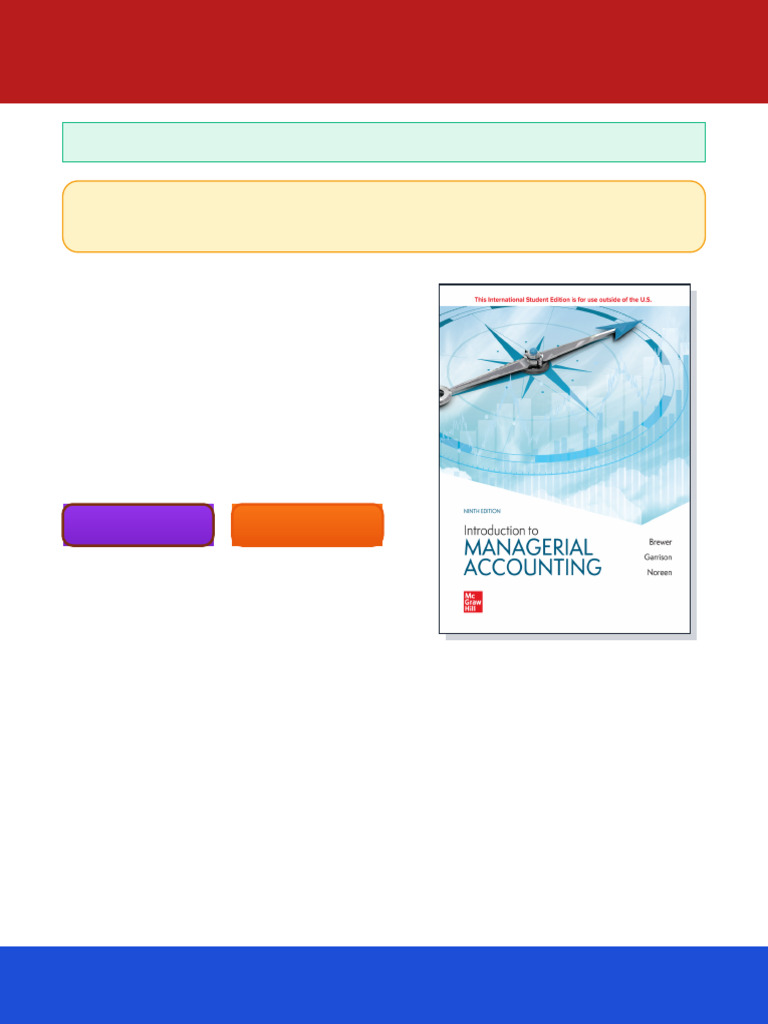 ISE Introduction To Managerial Accounting, 9e 9th Edition Eric W ...