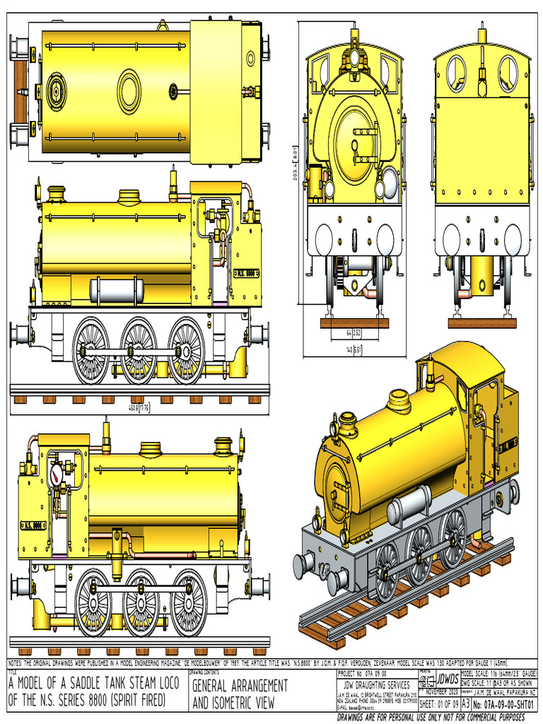 N.S. Series 8800 Model Loco Plans | PDF | Screw | Pipe (Fluid Conveyance)