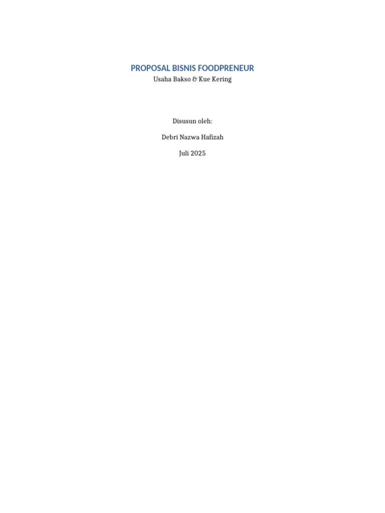 Proposal Usaha Bakso & Kue Kering | PDF