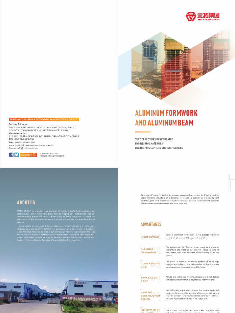 2023 ADTO Aluminum Formwork Catalogue | PDF