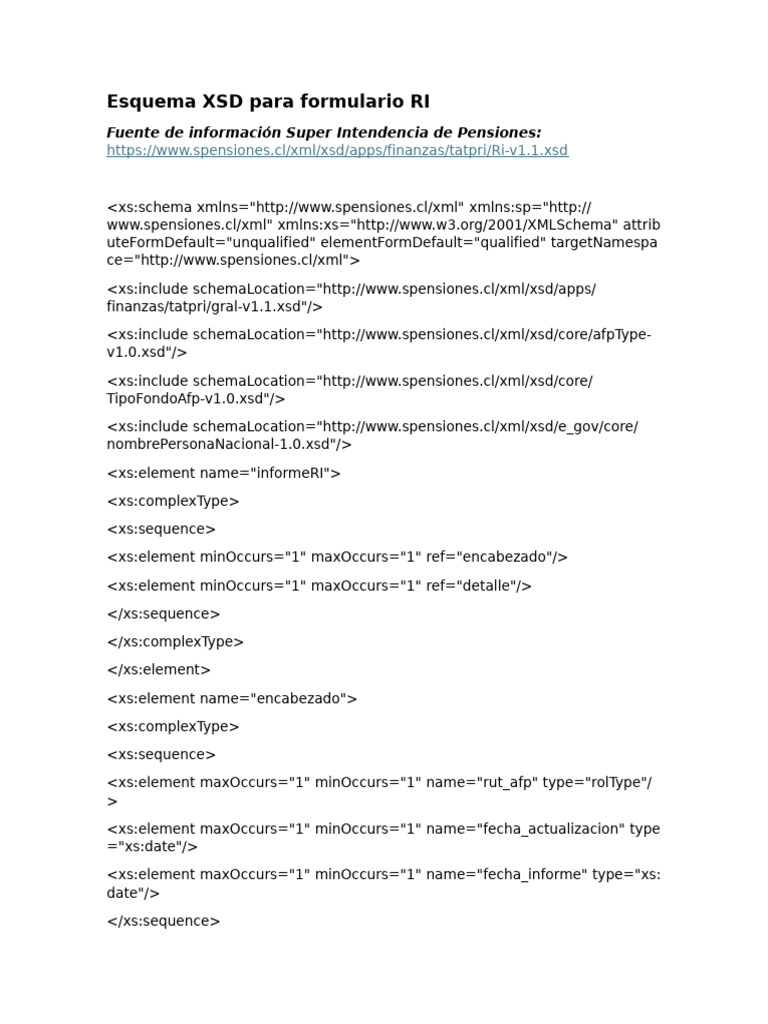 XSD Schema for RI Form | PDF