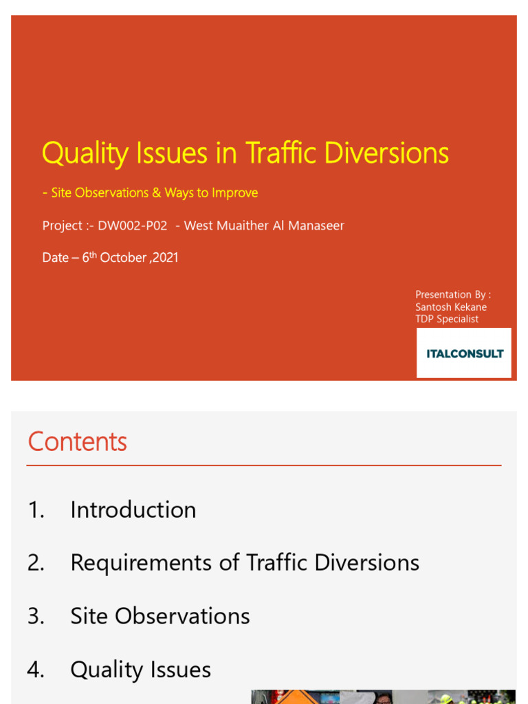 Quality Issues in Traffic Diversions-DW002-05102021 | PDF | Road | Traffic