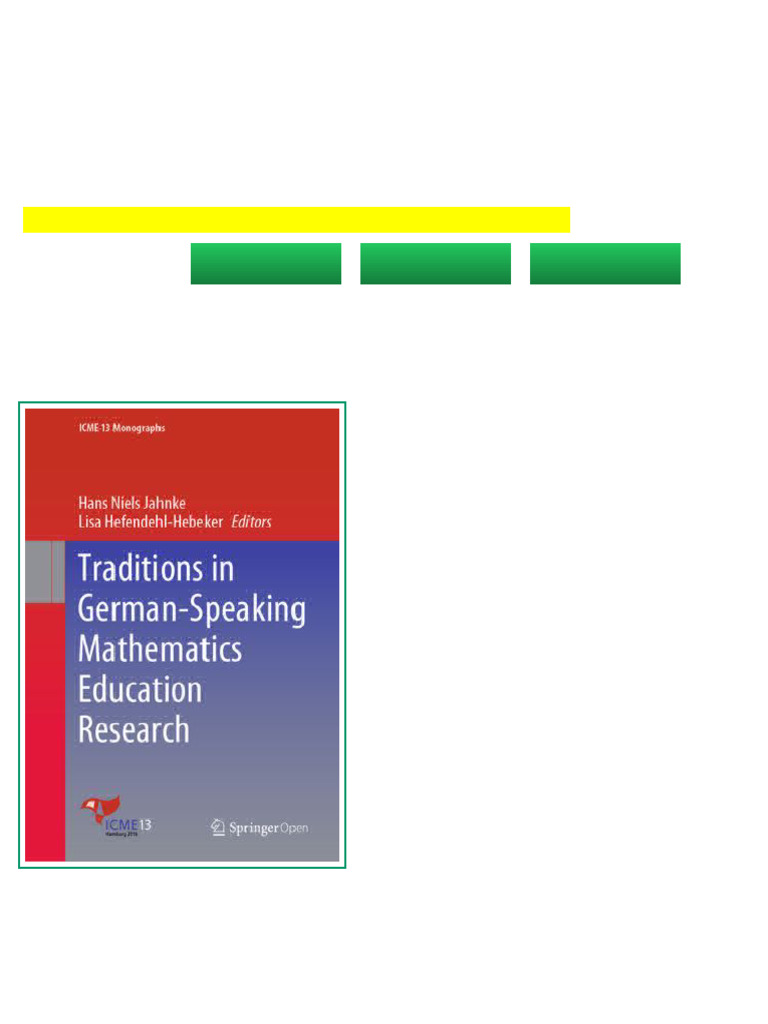 Traditions in German Speaking Mathematics Education Research Hans Niels ...