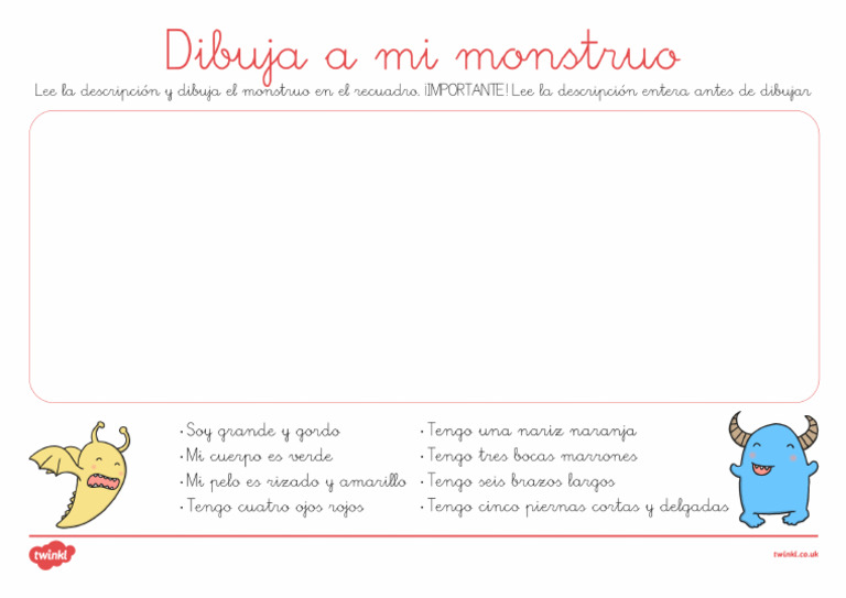 T2 L 205 Ficha Dibuja A Mi Monstruo | PDF