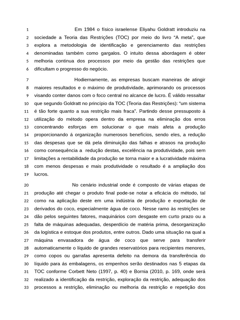 Teoria das Restrições: Melhoria de Processos | PDF