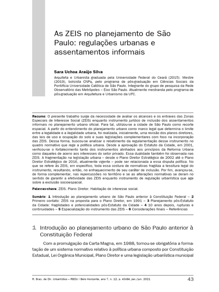 ZEIS e Planejamento Urbano em SP | PDF | Cidade | Urbanismo