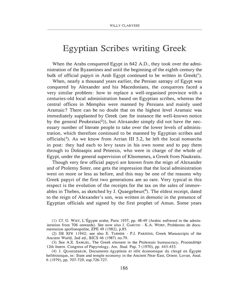 Clarysse, W. - Egyptian Scribes Writing Greek - CdE | PDF | Ink ...