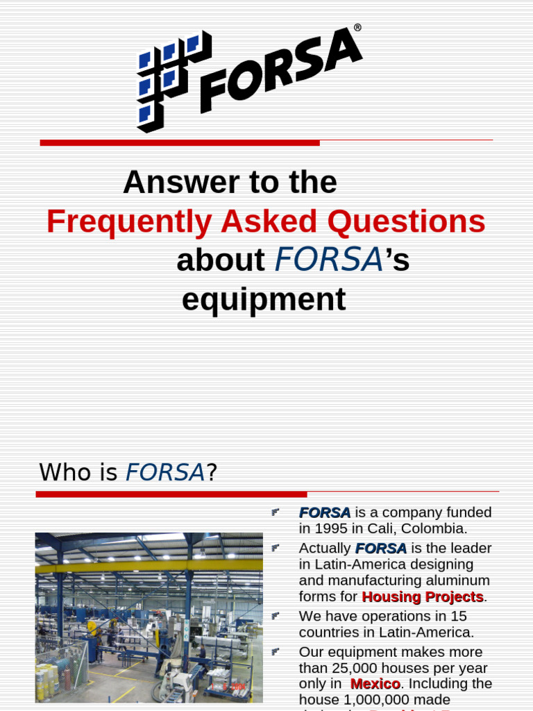 FORSA Equipment FAQ: Aluminum Forms Guide | PDF