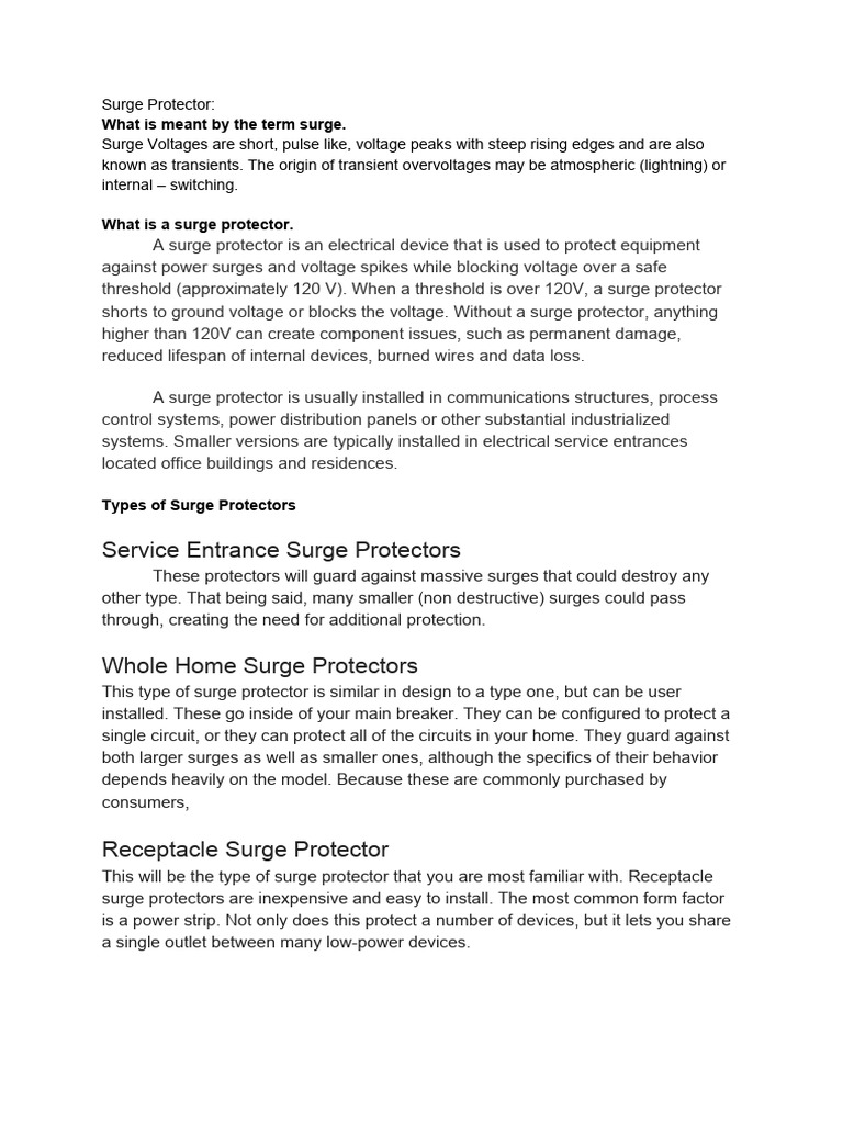 Lecture 1.1.4surge Protectors | PDF | Power Supply | Power Electronics