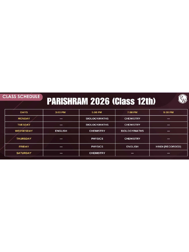Parishram 2026 Schedule | PDF