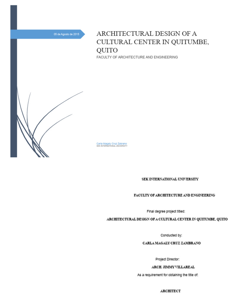 Architectural Design of A Cultural Center in Quitumbe, Quito | PDF ...