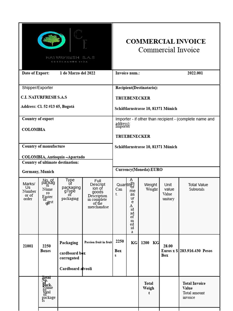 Commercial Invoice | PDF | Freight Transport | Trade