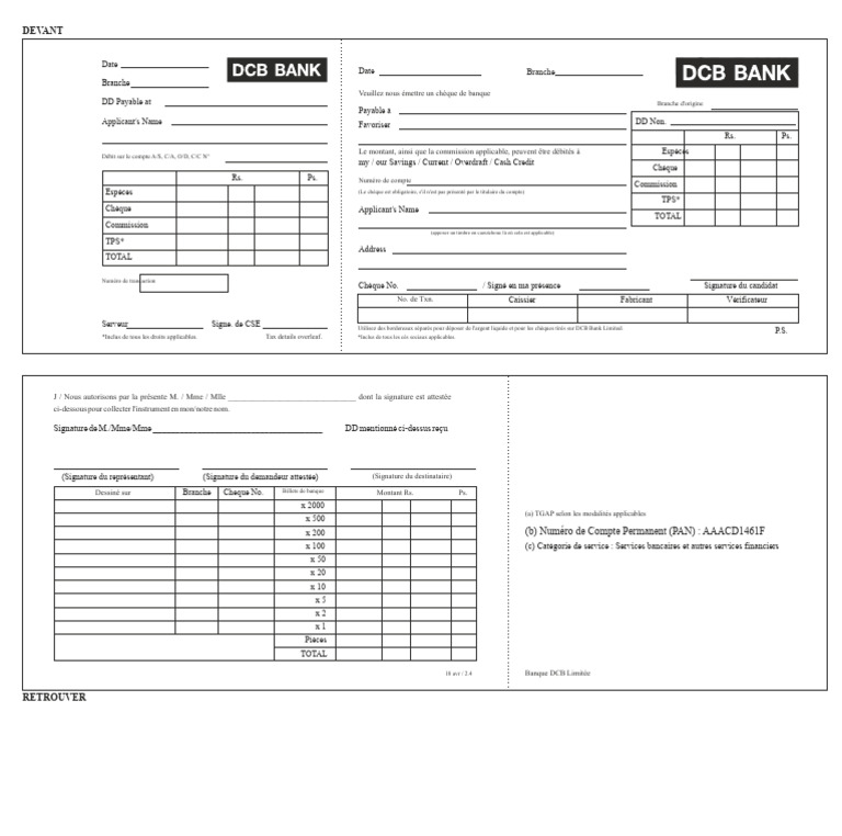 DCB DD Slip | PDF | Banques | Chèque