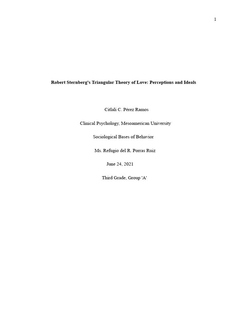 Robert Sternberg's Triangular Theory of Love Essay | PDF | Love ...