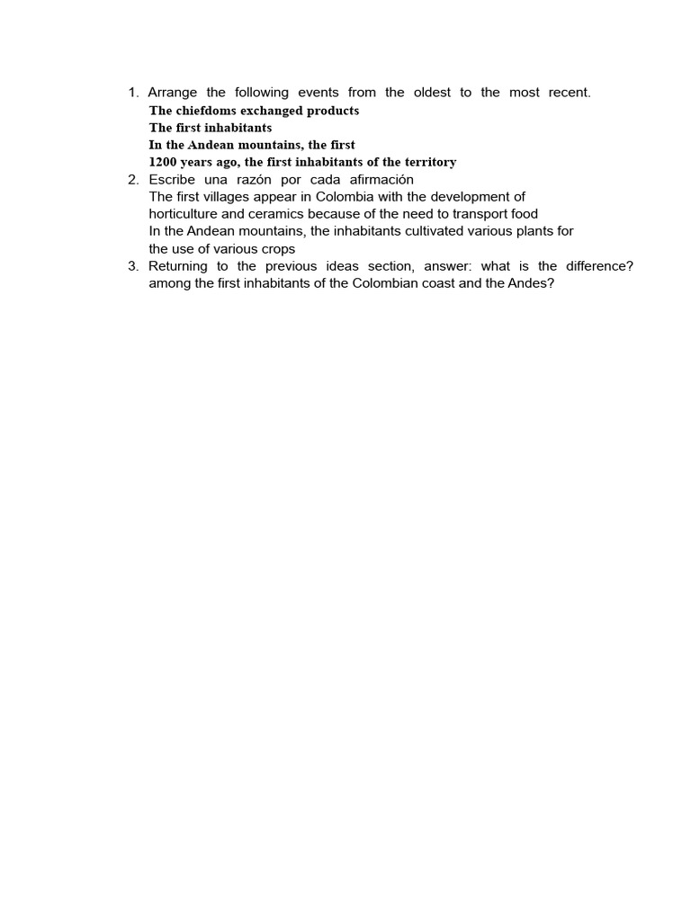 Order The Following Facts From The Oldest To The Most Recent. | PDF