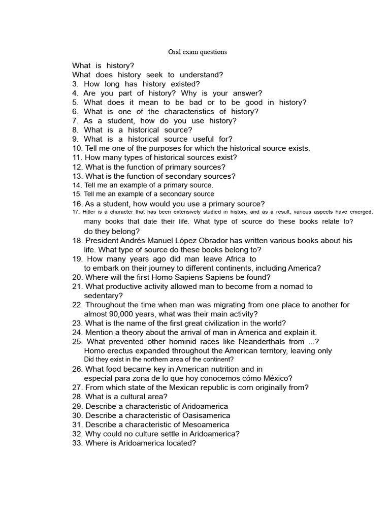 Oral Exam Questions History II | PDF