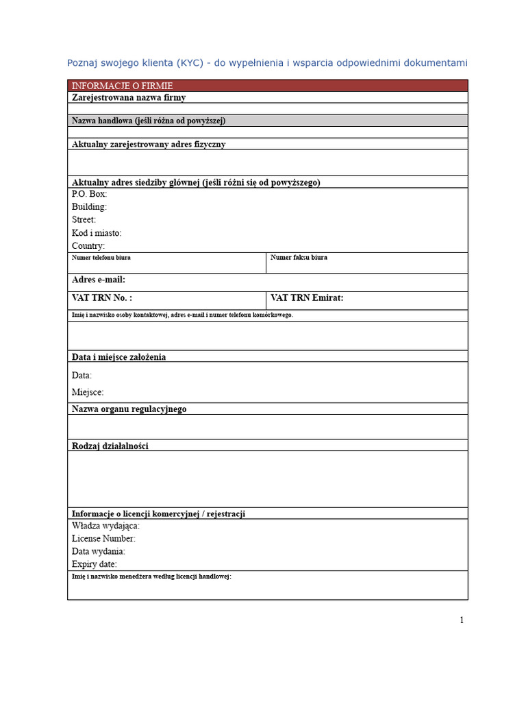 Formularz AML KYC | PDF