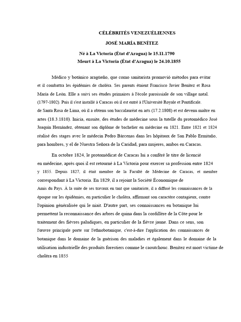 Célébrités vénézuéliennes : Benítez, Miloslavich, Fernández-Morán | PDF ...